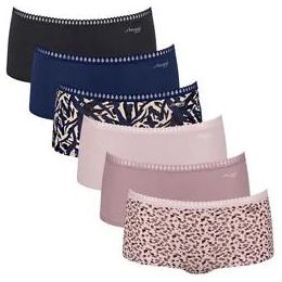 Panty Sloggi "Panty GO Crush Short C6P 6er Pack", Damen, Gr. XL, bunt (blau, rosa), Obermaterial: 95% Baumwolle CO. 5% Elasthan EL., Unterhosen Panty
