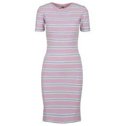 Shirtkleid Urban Classics "Urban Classics Damen Ladies Stretch Stripe Dress", Damen, Gr. S, US-Gr&ouml;&szlig;en, girlypink, oceanblau, 95% Baumwolle, 5% Elasthan, slim fit, Rundhals, Kleider Shirtkleid