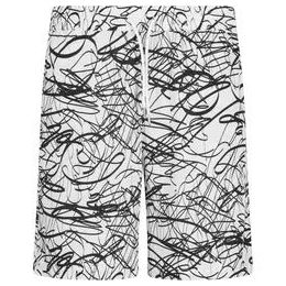 Stoffhose Urban Classics "Urban Classics Herren Viscose AOP Resort Shorts", Herren, Gr. XL, US-Gr&ouml;&szlig;en, wei&szlig;scribble, 100% Viskose, normal, Hosen Stoffhose