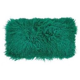 Dekokissen Pad "Glory", dunkelgr&uuml;n, unifarben, B:30cm L:50cm, Lammfell, Polyester, Dekokissen_Sitzkissen_Kissenh&uuml;llen, Echtfell
