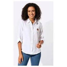 Langarmbluse Casual Looks, Damen, Gr. 42, wei&szlig;, 100% Baumwolle, unifarben, Blusen