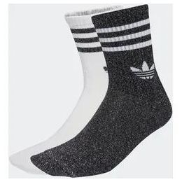 Sportsocken Adidas ORIGINALS "3-STREIFEN GLITZER CREW, 2 PAAR", Herren, Gr. S (37/39), schwarz, wei&szlig;, Obermaterial: 48% Baumwolle, 36% Polyester, 7% metallisierte Fasern, 6% Polyamid, 3% Elasthan, Socken Sportsocken, f&uuml;r Laufen, mit Rippb&uuml;ndchen, mit Glitzer auf 3-Streifen und Trefoil