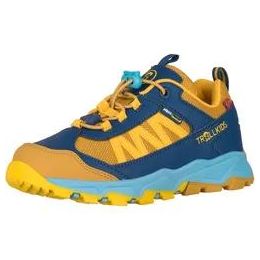 Outdoorschuh Trollkids "KIDS TRONFJELL HIKER LOW", Kinder, Gr. 34, mustard, dynamic blau, corn gelb, Synthetik, Schuhe Outdoorschuh, wasserdicht