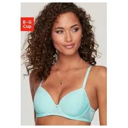 Schalen-BH Lascana "Tiziana", Damen, Gr. 80, Cup G, t&uuml;rkis, Microtouch, Obermaterial: 71% Polyamid, 16% Polyester, 13% Elasthan, BHs Schalen-BH, mit dekorativer Spitze, Dessous