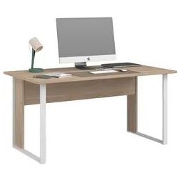 Schreibtisch Parisot "Start Up 21", japanische eiche, wei&szlig;, japanische eiche, B:150cm H:73cm T:80cm, Tische, Schreibtisch, Traverse / Blende in der H&ouml;he flexibel zu montieren