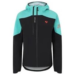 Regenjacke Ziener "NEMIL-Z", Herren, Gr. 50, schwarz.tropical teal, Obermaterial: 100% Polyester, Jacken Regenjacke
