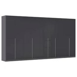 Dreht&uuml;renschrank OTTO HOME "Kleiderschrank Kleiderschr&auml;nke Schrank Garderobe AGORDO mit Glasfront", graumetallic, glas basalt, B:405cm H:229cm T:54cm, Schr&auml;nke, Dreht&uuml;renschrank, durchdachte Innenausstattung, in 8 Breiten und 2 H&ouml;hen MADE IN GERMANY