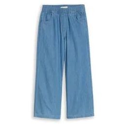 Weite Jeans Tom Tailor, Damen, Gr. 134, N-Gr, mid stone bright blau, Denim/Jeans, Obermaterial: 100% Baumwolle. Futter: 100% Baumwolle, unifarben, normal lang, Jeans, mit elastischem Bund