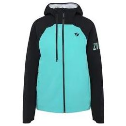 Regenjacke Ziener "NEHLE-Z", Herren, Gr. 46, tropical teal.schwarz, Obermaterial: 100% Polyester, Jacken Regenjacke