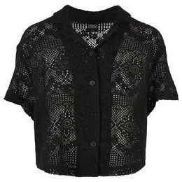 Klassische Bluse Urban Classics "Urban Classics Damen Ladies Crochet Lace Resort Shirt", Damen, Gr. 5XL, schwarz, 88% Baumwolle, 12% Polyamid, Blusen Bluse