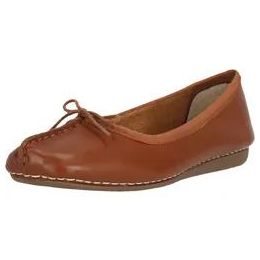 Ballerina Clarks "Freckle Ice", Damen, Gr. 36, braun, Leder, Schuhe Ballerina, mit komfortabler Sohle