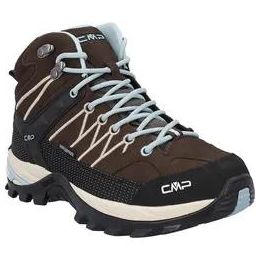 Wanderschuh CMP "RIGEL MID WMN WP TREKKING SHOES", Damen, Gr. 37, toffee, lagoon, Leder, Schuhe Wanderschuh, wasserdicht