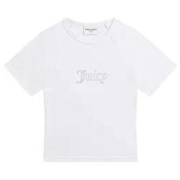 T-Shirt Juicy Couture "JUICY BABY TEE. Damen", Damen, Gr. XS, wei&szlig;, Jersey, 66% Modal, 28% Viskose, 6% Elasthan, normal taillenlang, Rundhals, Shirts T-Shirt, T-Shirt Damen, Schriftzug, Sportshirt, Logoprint, mit Glitzer, Sale