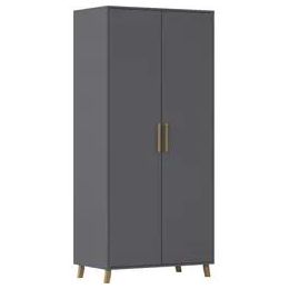 Dreht&uuml;renschrank Rauch "Kleiderschrank Schrank Garderobe SHINJO Breiten 93/140/187 cm", graumetallic, B:93cm H:203cm T:53cm, Holzwerkstoff, Schr&auml;nke, Dreht&uuml;renschrank, Griffe und F&uuml;&szlig;e aus Massivholz, viel Stauraum MADE IN GERMANY