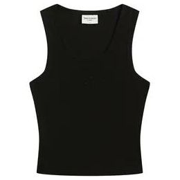 T-Shirt Juicy Couture "THIN STRAP RACER VEST Damen", Damen, Gr. S, schwarz, Jersey, 95% Baumwolle, 5% Elasthan, normal taillenlang, Rundhals, Shirts T-Shirt, T-Shirt Damen, Schriftzug, Sportshirt, Tr&auml;gertop, mit Glitzer, Sale