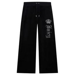 Sweathose Juicy Couture "GOTHIC CROWN OG STRAIGHT LOW RISE PANTS. Damen", Damen, Gr. S, EURO-Gr&ouml;&szlig;en, schwarz, Samt, 95% Polyester, 5% Elasthan, Hosen Sweathose, Trainingshose Damen, Sweathose, Velour, Jogginghose mit Glitzer, Sale