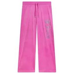 Sweathose Juicy Couture "GOTHIC CROWN OG STRAIGHT LOW RISE PANTS. Damen", Damen, Gr. M, EURO-Gr&ouml;&szlig;en, super pink, Samt, 95% Polyester, 5% Elasthan, Hosen Sweathose, Trainingshose Damen, Sweathose, Velour, Jogginghose mit Glitzer, Sale