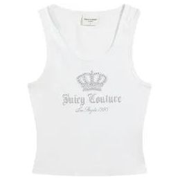 T-Shirt Juicy Couture "GOTHIC CROWN VEST. Damen", Damen, Gr. M, wei&szlig;, Jersey, 95% Baumwolle, 5% Elasthan, normal taillenlang, Rundhals, Shirts T-Shirt, T-Shirt Damen, Schriftzug, Sportshirt, Tr&auml;gertop, mit Glitzer, Sale