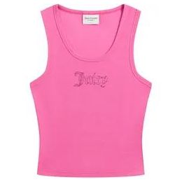 T-Shirt Juicy Couture "THIN STRAP RACER VEST Damen", Damen, Gr. XS, super pink, Jersey, 95% Baumwolle, 5% Elasthan, normal taillenlang, Rundhals, Shirts T-Shirt, T-Shirt Damen, Schriftzug, Sportshirt, Tr&auml;gertop, mit Glitzer, Sale
