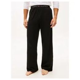 Loungehose, Herren, Gr. L (52), N-Gr, schwarz, Jersey, Obermaterial: 95% Baumwolle, 5% Elasthan, Tommy Hilfiger UNDERWEAR, relaxed fit lang, Hosen Loungehose, relaxed fit, weites Bein, elastischer Bund mit Logo