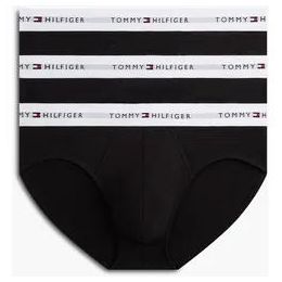 Slip "BRIEF", Herren, Gr. M (50), 3 Stk., schwarz, schwarz, schwarz, Jersey, Obermaterial: 95% Baumwolle, 5% Elasthan, Tommy Hilfiger UNDERWEAR, unifarben, Unterhosen Slip, Unterhose mit Logobund