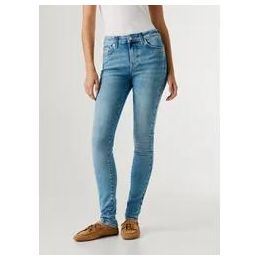 Skinny-fit-Jeans Pepe Jeans "SKINNY JEANS MW", Damen, Gr. 27, L&auml;nge 32, light blau used, Denim/Jeans, Obermaterial: 84% Baumwolle, 15% Polyester, 1% Elasthan, skinny fit lang, Jeans, in verschiedenen Waschungen