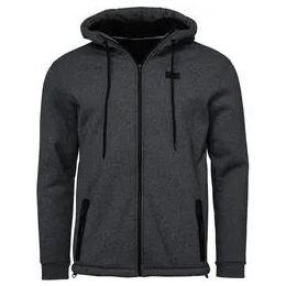 Sweatjacke HERO by John Medoox "JEAN mit Kapuze Fleecejacke", Herren, Gr. XL, schwarz melange, Fleece, 60% Baumwolle, 40% Polyester, regular fit, ohne Ausschnitt, Sweatjacken Sweatjacke, Sherpa fleece Straight Fit Casual Sherpa f&uuml;r Herren