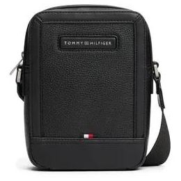 Umh&auml;ngetasche Tommy Hilfiger "TH CENTRAL MINI REPORTER", Herren, Gr. B/H/T: 15cm x 20,5cm x 7cm, schwarz, Lederimitat, Taschen Umh&auml;ngetasche, Men Schultertasche, Crossbodybag mit verstellbarem Umh&auml;ngeriemen