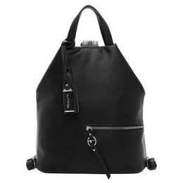 Rucksack Tamaris "Rucksack TAS Nele", Damen, Gr. B/H/T: 34cm x 32cm x 20cm, schwarz (schwarz 100), Obermaterial: 60% Polyurethan PU. 40% Polyester PES., Rucks&auml;cke Rucksack