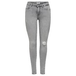 Skinny-fit-Jeans Only "ONLPOWER LIFE MID PUSH", Damen, Gr. M, L&auml;nge 30, light grau denim detail:raw hem, Denim/Jeans, Obermaterial: 92% Baumwolle, 6% Polyester, 2% Elasthan, Abriebeffekte, Destroyed-Effekte, skinny fit kn&ouml;chellang, Jeans 5-Pocket-Jeans, Baumwollmischung, skinny fit