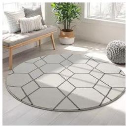 Teppich Sanat "Trellis", creme, H:10mm &Oslash;:150cm, Kunstfaser, Teppiche, Teppich, Kurzflor, skandi, boho, auch als L&auml;ufer und in rund