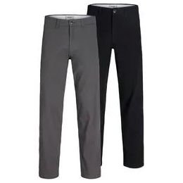 Jack & Jones Chinohose JACK & JONES "JPSTKANE DAVE CHINO 2PK MP NOOS", Herren, Gr. 29, L&auml;nge 32, schwarz (schwarz pack:asphalt), Web, Obermaterial: 98% Baumwolle, 2% Elasthan, unifarben, relaxed fit normal, Hosen Chinohose, In vorgewaschener Qualit&auml;t