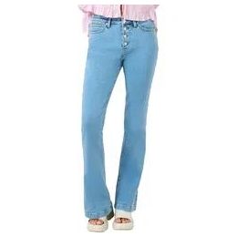 5-Pocket-Jeans QS "Style Reena", Damen, Gr. 42, L&auml;nge 30, mid blau, Denim/Jeans, Obermaterial: 84% Baumwolle, 14% Polyester, 2% sonstige Fasern, unifarben, ausgestellt lang, Jeans 5-Pocket-Jeans