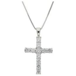 Kette mit Anh&auml;nger Vivance "Kreuz", silber 925, Halsketten, Damen, Silber 925 (Sterlingsilber), Zirkonia