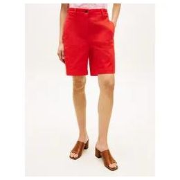 Chinoshorts Tommy Hilfiger "CO GMD BLEND CHINO SHORT", Damen, Gr. 40, N-Gr, fireworks, Web, Obermaterial: 65% Baumwolle, 33% Lyocell, 2% Elasthan, unifarben, gerade kurz, Hosen Chinoshorts, mit gekn&ouml;pften Ges&auml;&szlig;taschen, Regular Fit
