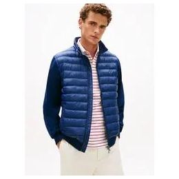 Steppjacke Tommy Hilfiger "MIX MEDIA mit Stehkragen", Herren, Gr. M, carbon navy, Sweatware, Obermaterial: 72% Baumwolle, 28% Polyester, unifarben, regular fit normal, Rippb&uuml;ndchen, Jacken Steppjacke, unifarben, casual, regular fit, Baumwollmix