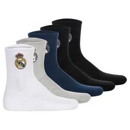 Kurzsocken REAL MADRID "Socken RM Kids Crew Socks 5-Pack Embroidery 5er Pack", M&auml;dchen, Gr. 27-30, bunt (wei&szlig;, schwarz, dunkelblau, grau), Obermaterial: 80% Baumwolle CO. 18% Polyamid PA. 2% Elasthan EL., Socken