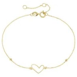 Armband Luigi Merano "Herz Mittelteil, Gold 585", gold, Armb&auml;nder, Damen, 19cm, Gelbgold 585, Armband
