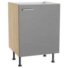 Sp&uuml;lenschrank KOCHSTATION "KS-Lucy", basaltgrau, eiche hell, B:60cm H:87cm T:58,1cm, Schr&auml;nke, Sp&uuml;lenschrank, Breite 60 cm, mit 1 T&uuml;r, h&ouml;henverstellbare F&uuml;&szlig;e, Soft-Close