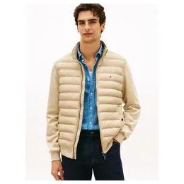 Steppjacke Tommy Hilfiger "MIX MEDIA mit Stehkragen", Herren, Gr. L, sandalwood, Sweatware, Obermaterial: 72% Baumwolle, 28% Polyester, unifarben, regular fit normal, Rippb&uuml;ndchen, Jacken Steppjacke, unifarben, casual, regular fit, Baumwollmix