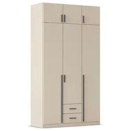 Kleiderschrank Rauch "Schrank Garderobe W&auml;scheschrank GAMMA in 4 Breiten 91-226 cm", beige (champagner), griffstangen graumetallic, B:136cm H:248cm T:54cm, Holzwerkstoff, Schr&auml;nke, Kleiderschrank, mit Schubladen und Schrankaufsatz, schlichtes Design MADE IN GERMANY