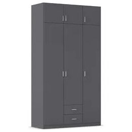 Kleiderschrank Rauch "Schrank Garderobe W&auml;scheschrank GAMMA in 4 Breiten 91-226 cm", graumetallic, griffe alu, B:136cm H:248cm T:54cm, Holzwerkstoff, Schr&auml;nke, Kleiderschrank, mit Schubladen und Schrankaufsatz, schlichtes Design MADE IN GERMANY