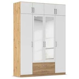 Kleiderschrank Rauch "Schrank Garderobe W&auml;scheschrank GAMMA in 4 Breiten 91-226 cm", eiche artisan, alpinwei&szlig;, griffe chrom, B:181cm H:248cm T:54cm, Holzwerkstoff, Schr&auml;nke, Kleiderschrank, mit Schubladen und Schrankaufsatz sowie Spiegel MADE IN GERMANY