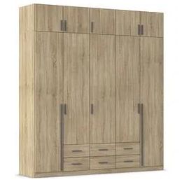 Kleiderschrank Rauch "Schrank Garderobe W&auml;scheschrank GAMMA in 4 Breiten 91-226 cm", eiche sonoma, griffstangen graumetallic, B:226cm H:248cm T:54cm, Holzwerkstoff, Schr&auml;nke, Kleiderschrank, mit Schubladen und Schrankaufsatz, schlichtes Design MADE IN GERMANY