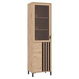 Vitrine Home Affaire "LAVAL Vitrinenschrank, Glasschrank, Standvitrine, Highboard/Sideboard", artisan eiche, B:80cm H:192,5cm T:40cm, FSC-zertifizierter Holzwerkstoff, Glas, MDF, Metall, Schr&auml;nke, Vitrine, T&uuml;ren, 4 Einlegeb&ouml;den, 5 F&auml;cher, Gesamtma&szlig;e (B/T/H): 54,5/40/192,5 cm