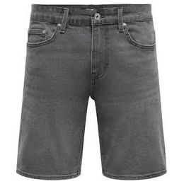 Only & Sons Shorts ONLY & SONS "ONSWEFT BOX PIM DNM SHORTS VD", Herren, Gr. M, N-Gr, medium grau denim, Web, Obermaterial: 50% Baumwolle, 30% Polyester, 18% Viskose, 2% Elasthan, unifarben, regular fit, Hosen Shorts