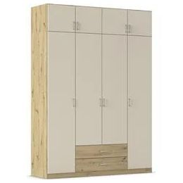 Kleiderschrank Rauch "Schrank Garderobe W&auml;scheschrank GAMMA in 4 Breiten 91-226 cm", eiche artisan, champagner, griffe alu, B:181cm H:248cm T:54cm, Holzwerkstoff, Schr&auml;nke, Kleiderschrank, mit Schubladen und Schrankaufsatz, schlichtes Design MADE IN GERMANY