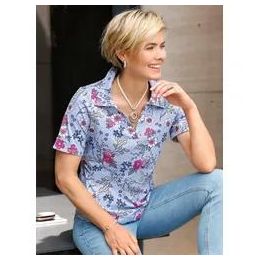 Poloshirt Classic Basics "Poloshirt", Damen, Gr. 48, bleu, fuchsia, bedruckt, 100% Baumwolle, gebl&uuml;mt, gemustert, mehrfarbig, Shirts