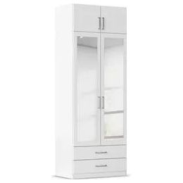 Kleiderschrank Rauch "Schrank Garderobe W&auml;scheschrank GAMMA in 4 Breiten 91-226 cm", alpinwei&szlig;, griffe chrom, B:91cm H:248cm T:54cm, Holzwerkstoff, Schr&auml;nke, Kleiderschrank, mit Schubladen und Schrankaufsatz sowie Spiegel MADE IN GERMANY