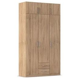 Kleiderschrank Rauch "Schrank Garderobe W&auml;scheschrank GAMMA in 4 Breiten 91-226 cm", eiche sonoma, griffe chrom, B:136cm H:248cm T:54cm, Holzwerkstoff, Schr&auml;nke, Kleiderschrank, mit Schubladen und Schrankaufsatz, schlichtes Design MADE IN GERMANY